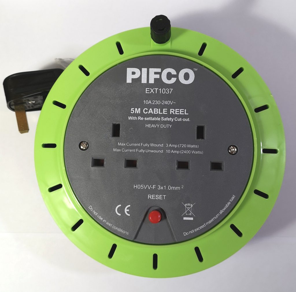 Extension Reel 2 Gang 5 metres 10 Amp with a reset button